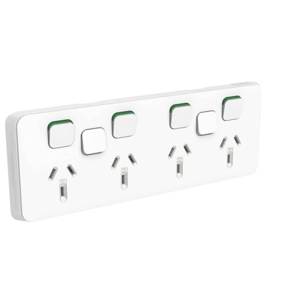 Clipsal Iconic Quad 4 Gang GPO Power Point With 2 Extra Blanks ...