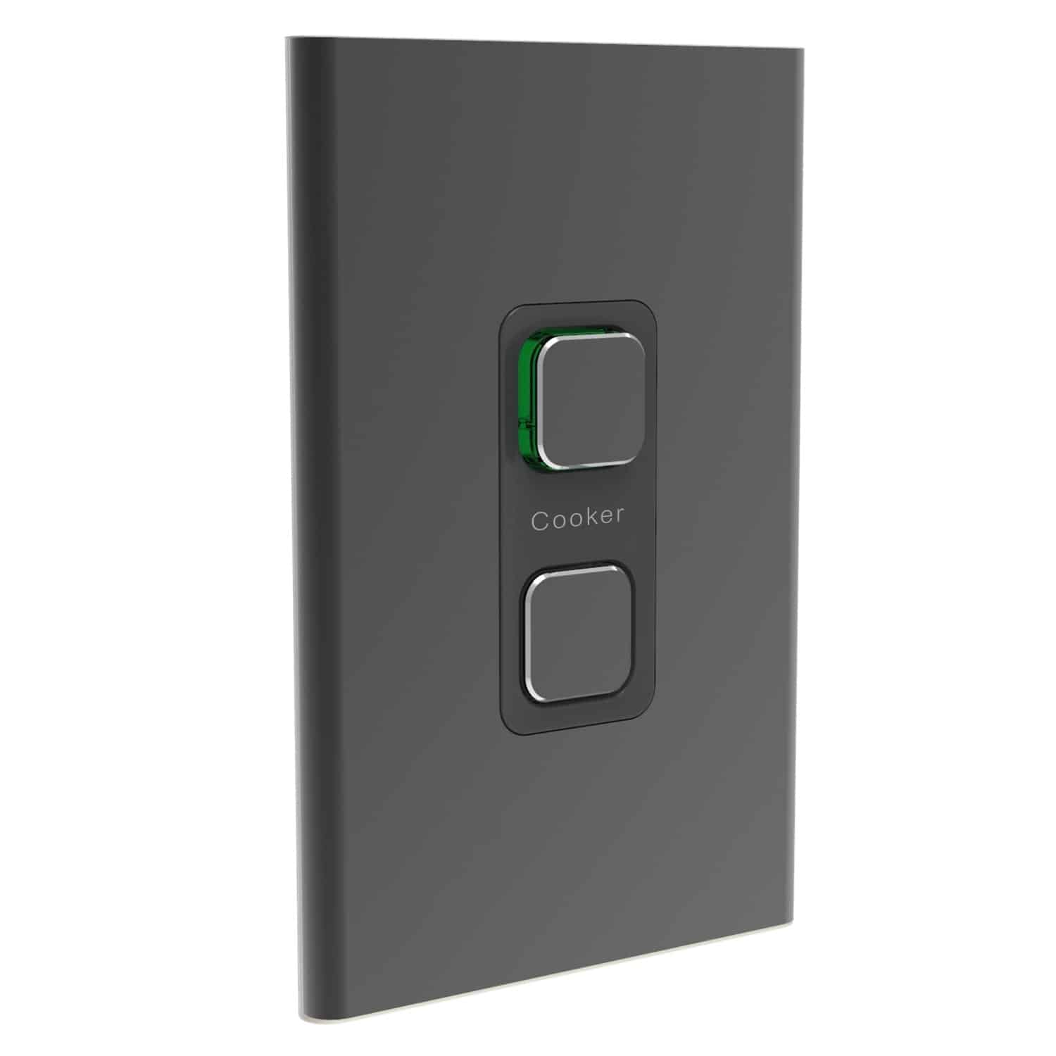 Clipsal Iconic Styl Cover Skin 1 Gang Cooker Switch Silver Shadow ...