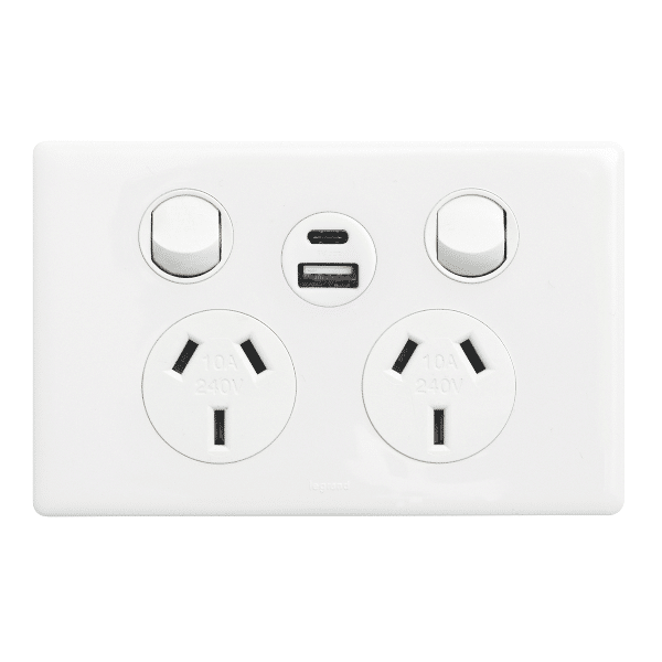 Legrand Excel Life Double GPO Power Point Horizontal 10A With 15W USB A ...